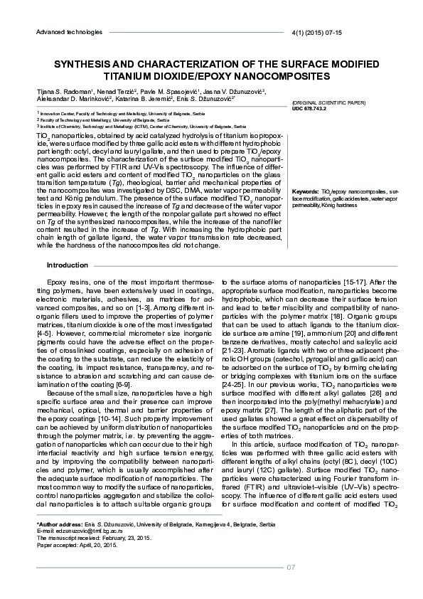 (PDF) Synthesis and characterization of the surface modified titanium ...