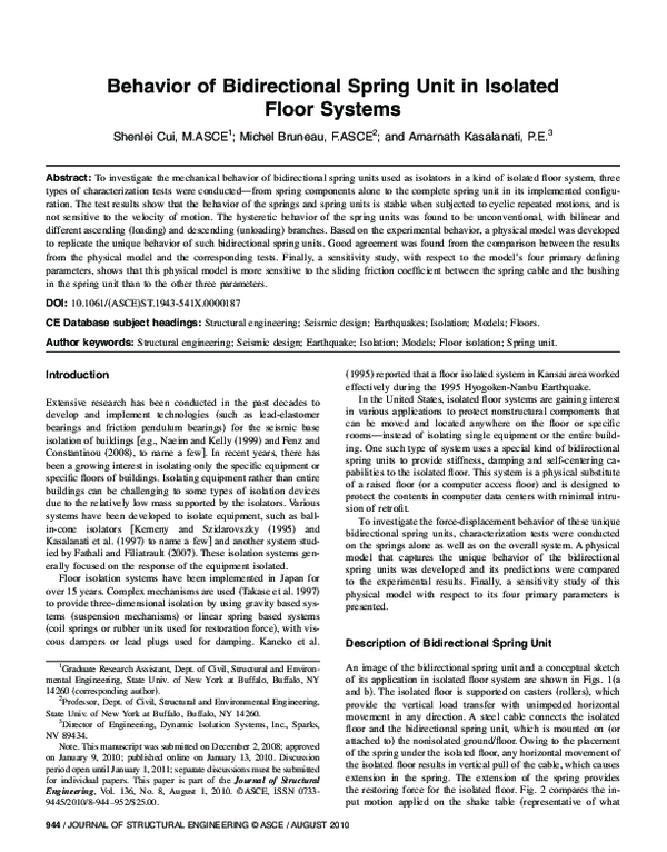 (PDF) Behavior of Bidirectional Spring Unit in Isolated Floor Systems ...
