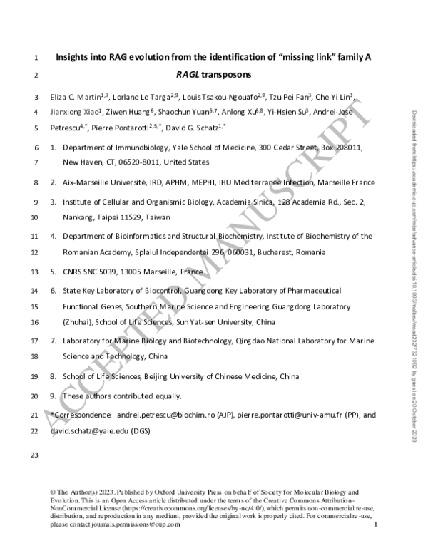 (PDF) Insights into RAG Evolution from the Identification of “Missing ...