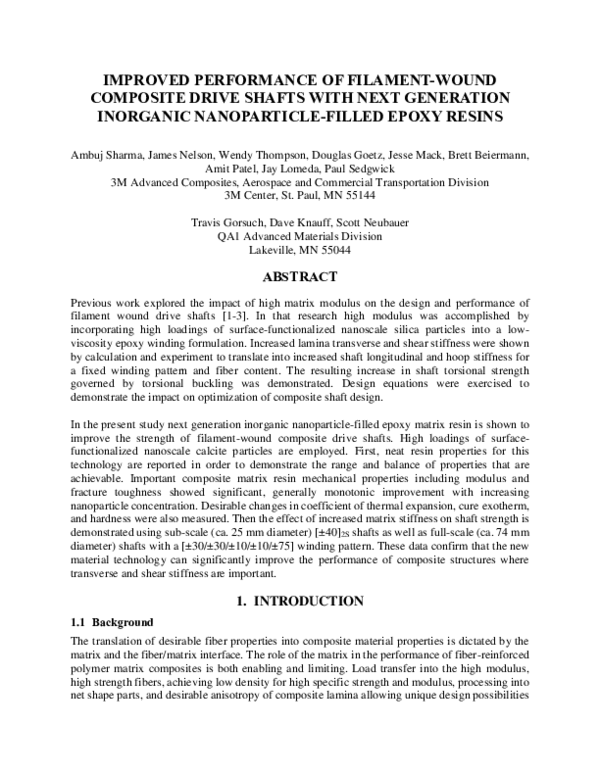 (PDF) Improved Performance of Filament-Wound Composite Drive Shafts ...