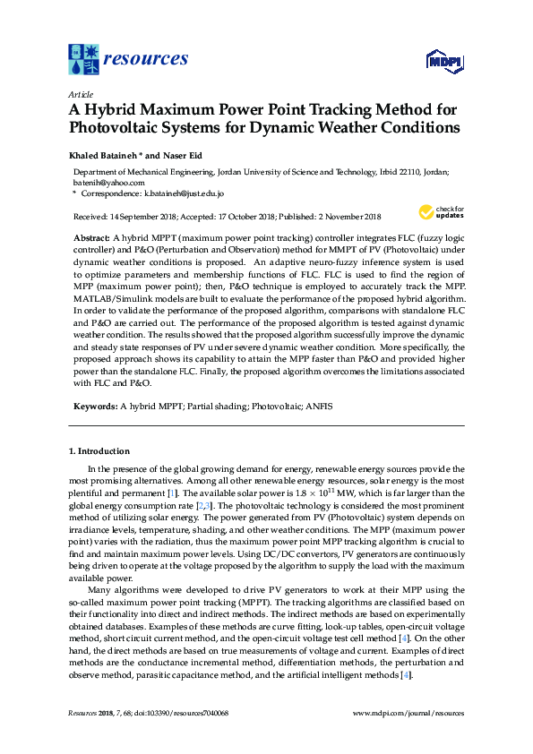 (PDF) A hybrid maximum power point tracking method for photovoltaic systems