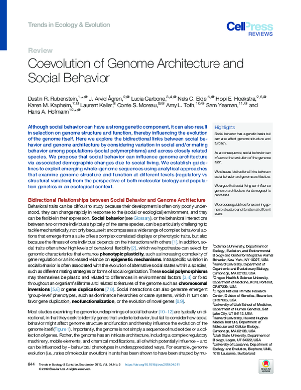 (PDF) Coevolution of Genome Architecture and Social Behavior