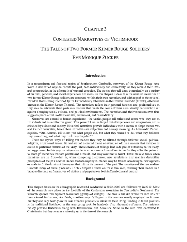 (PDF) Contested Narratives of Victimhood: The tales of two former Khmer ...