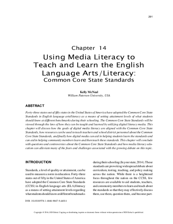 (PDF) Using Media Literacy to Teach and Learn the English Language Arts ...