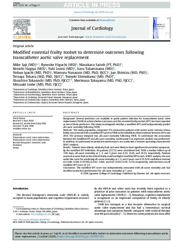 (PDF) Modified essential frailty toolset to determine outcomes ...