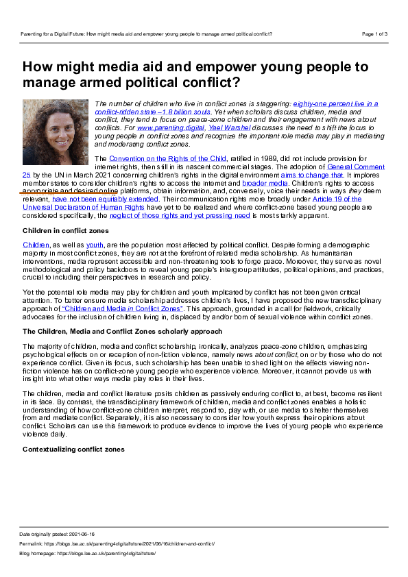 (PDF) How might media aid and empower young people to manage armed ...