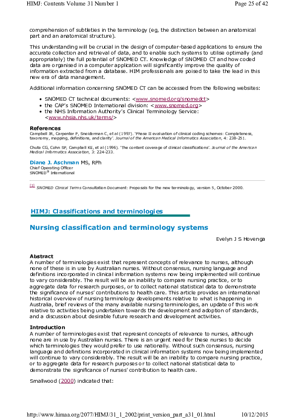 (PDF) Nursing Classification and Terminology Systems