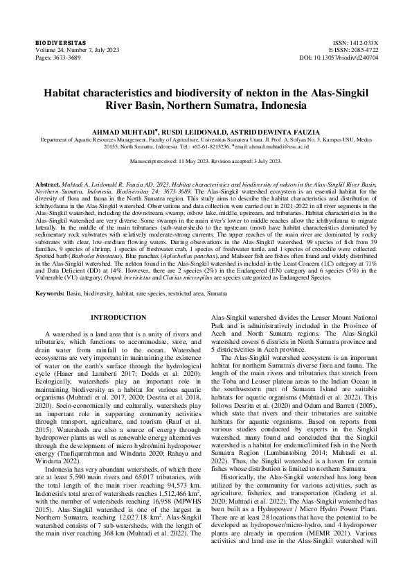 (PDF) Habitat characteristics and biodiversity of nekton in the Alas ...