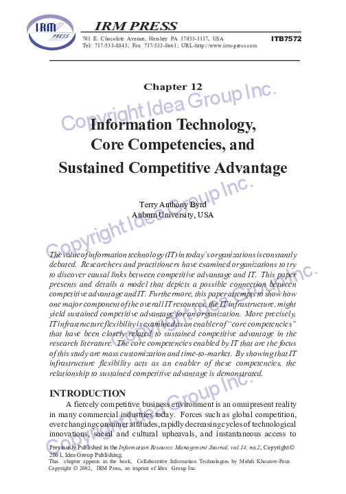 (PDF) Information Technology, Core Competencies and Sustained ...