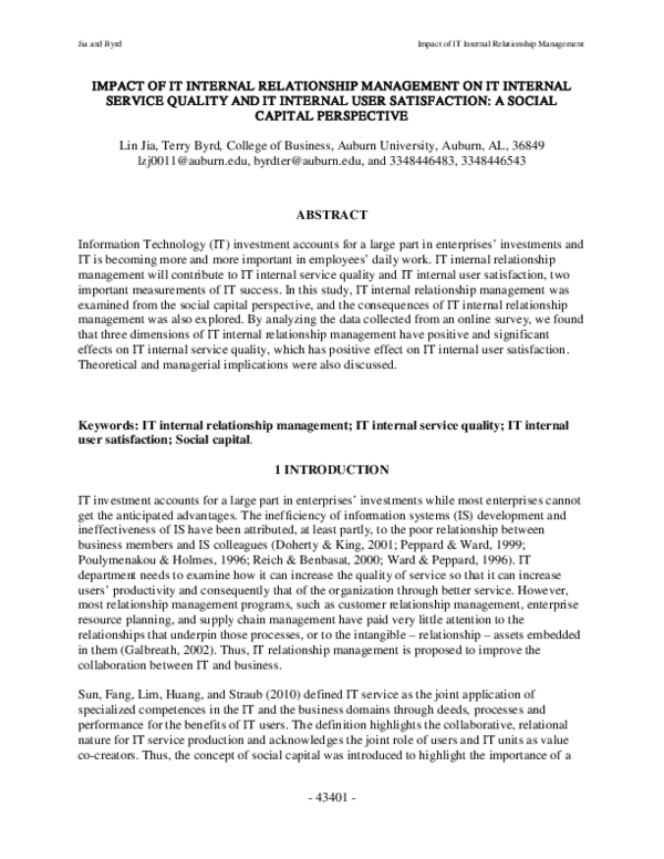 (PDF) Impact of IT Internal Relationship Management on IT Internal ...