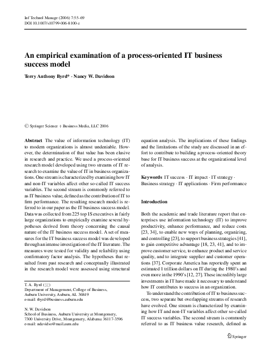 (PDF) An empirical examination of a process-oriented IT business ...