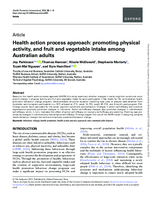 (PDF) Health action process approach: promoting physical activity, and fruit and vegetable ...