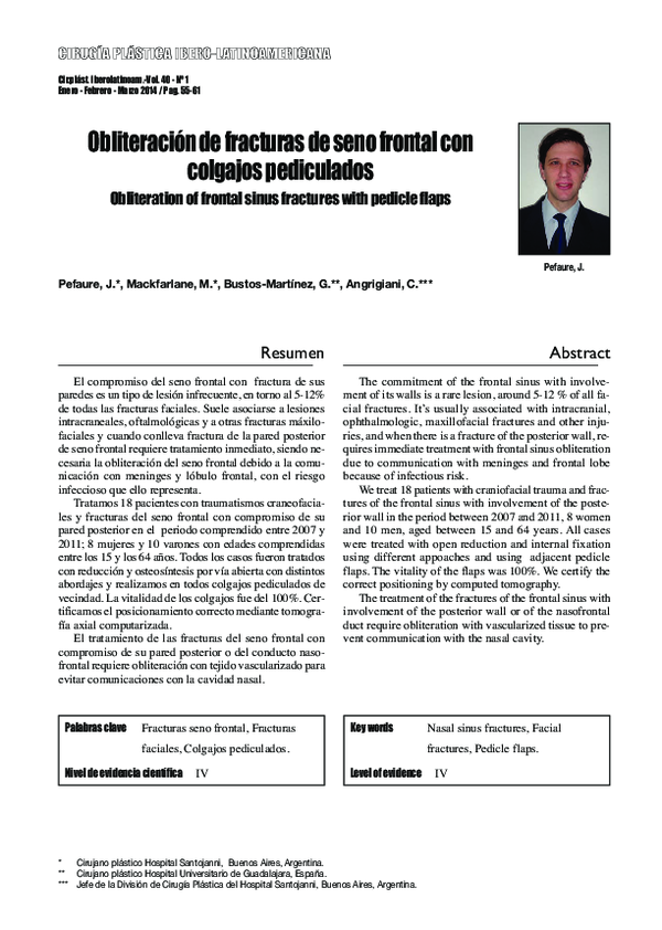 (PDF) Obliteración de fracturas de seno frontal con colgajos pediculados