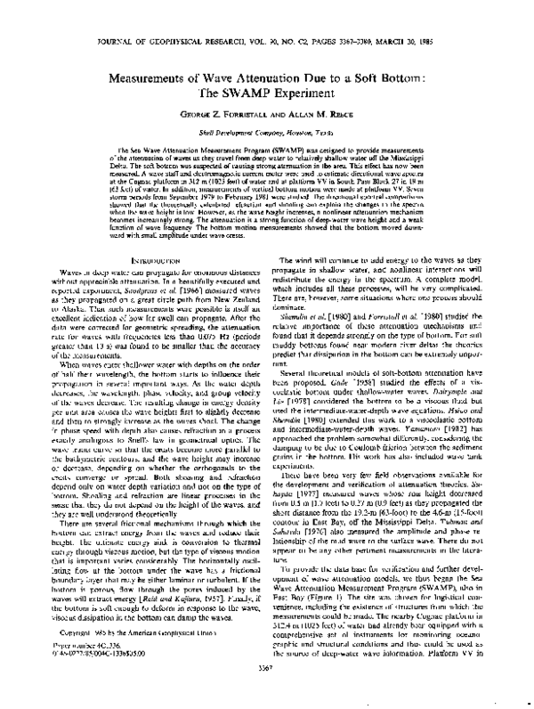 (PDF) Measurements of wave attenuation due to a soft bottom: The SWAMP ...