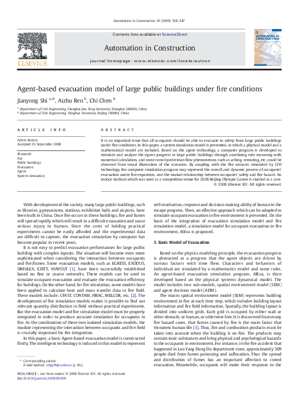 (PDF) Agent-based evacuation model of large public buildings under fire conditions
