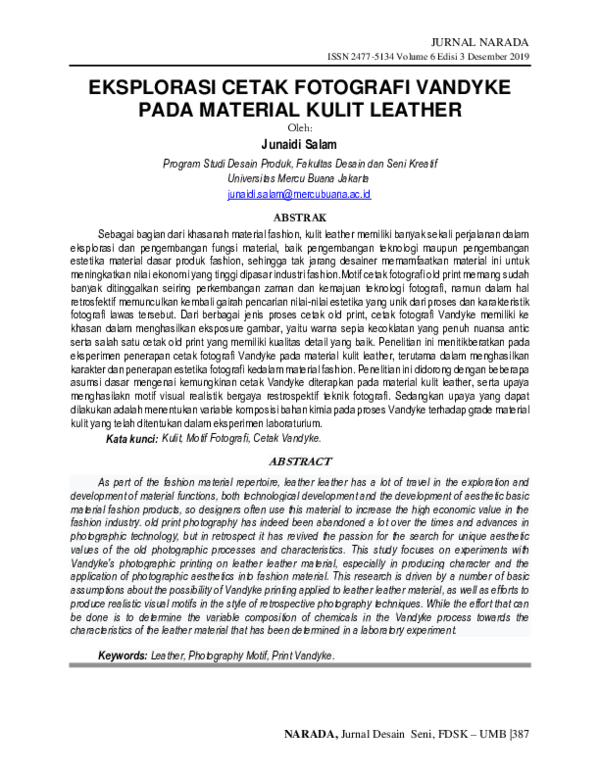 (PDF) Eksplorasi Cetak Fotografi Vandyke Pada Material Kulit