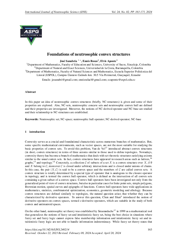 (PDF) Foundations of neutrosophic convex structures