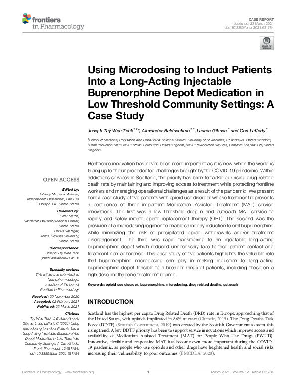 (PDF) Using Microdosing to Induct Patients Into a Long-Acting Injectable Buprenorphine Depot ...