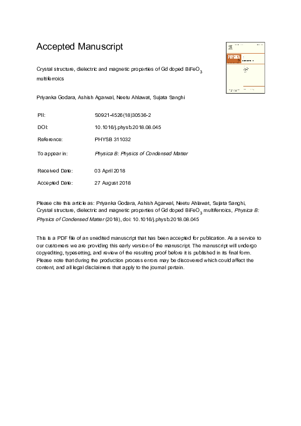 (PDF) Crystal structure, dielectric and magnetic properties of (1 − x)BaTiO3-(x)BaFe12O19 (x = 0 ...