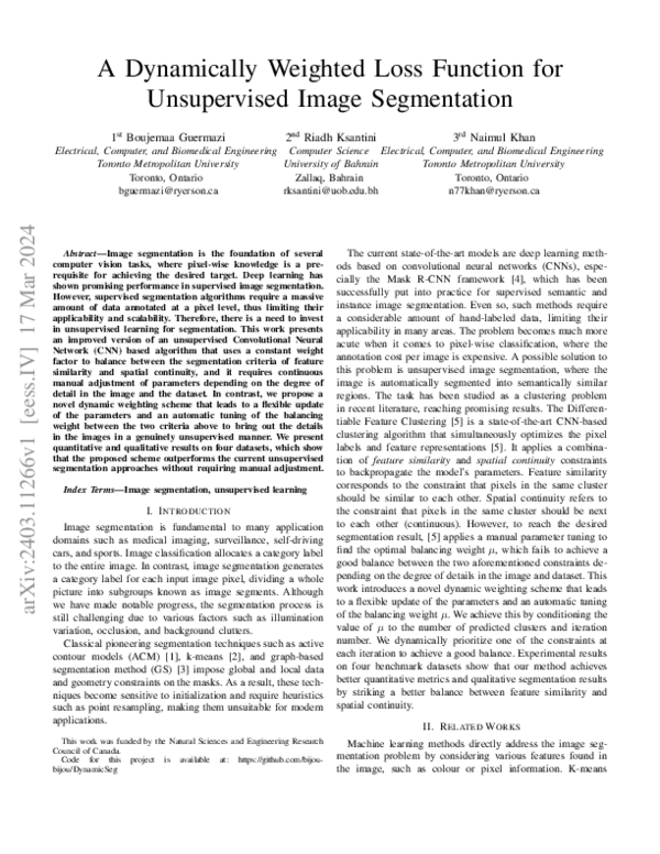 (PDF) A Dynamically Weighted Loss Function for Unsupervised Image ...