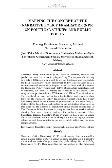 (PDF) Mapping the Concept of the Narrative Policy Framework (NPF) on ...