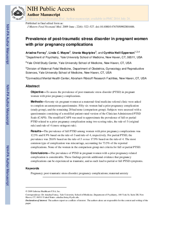 (PDF) Prevalence of post-traumatic stress disorder in pregnant women ...