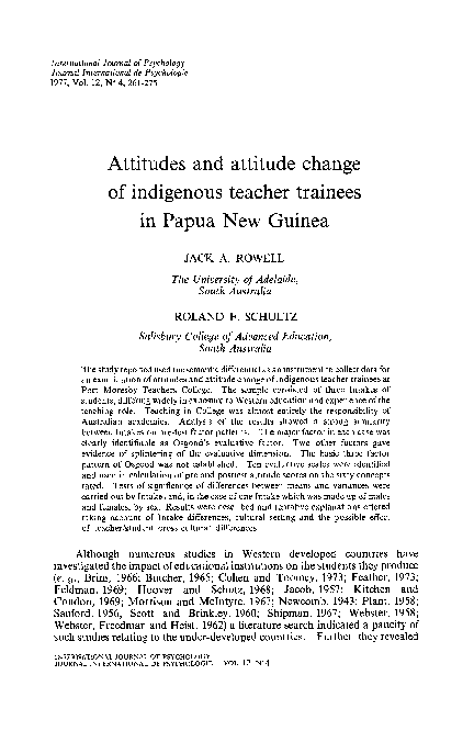 (PDF) Attitudes and Attitude Change of Indigenous Teacher Trainees in ...