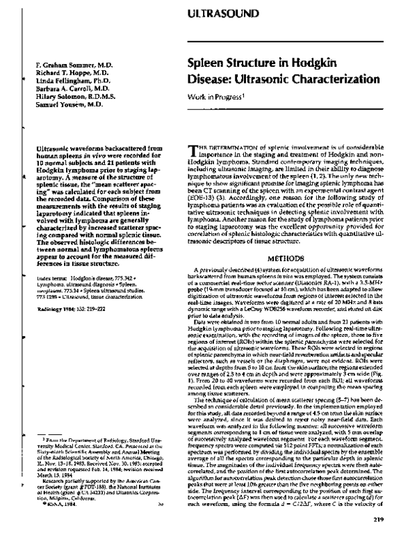 (PDF) Spleen structure in Hodgkin disease: ultrasonic characterization ...