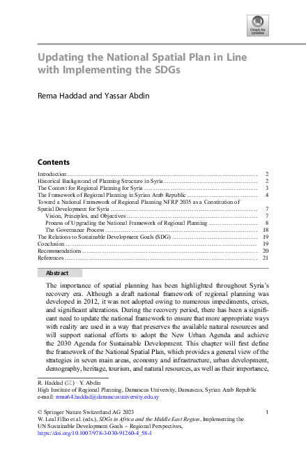 (PDF) Updating the National Spatial Plan in Line with Implementing the SDGs