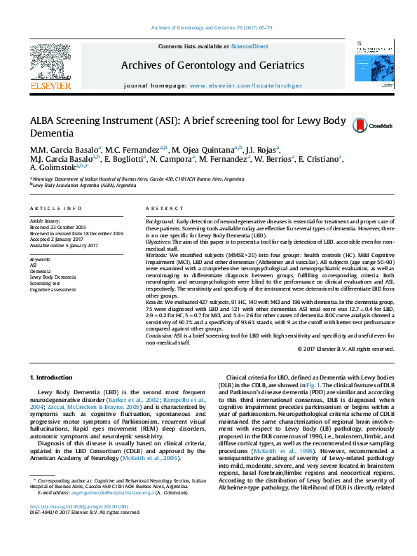 (PDF) ALBA Screening Instrument (ASI): A brief screening tool for Lewy ...