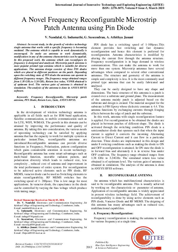 Pdf A Novel Frequency Reconfigurable Microstrip Patch Antenna Using