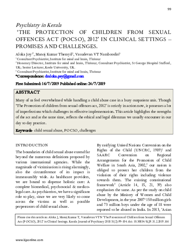 (PDF) The Protection of Children from Sexual Offences Act (POCSO), 2012 ...