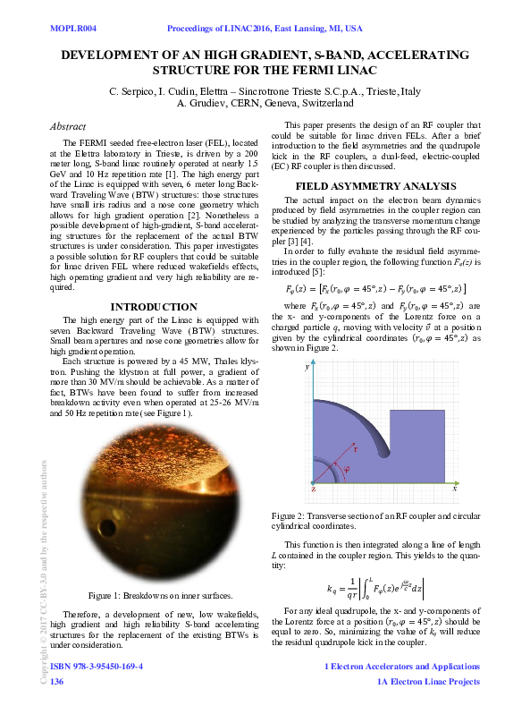 (PDF) JACoW : Development of an high gradient, S-band, accelerating ...