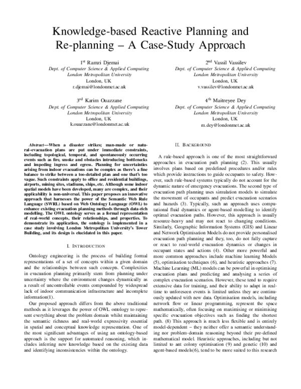 (PDF) Knowledge based Reactive Planning and Re-planning - A Case Study Approach