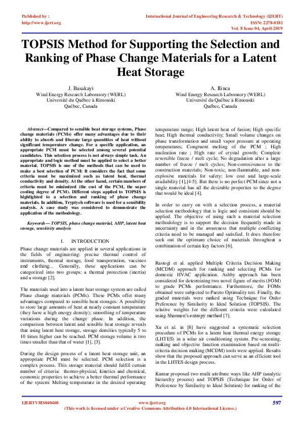 (PDF) TOPSIS Method for Supporting the Selection and Ranking of Phase ...