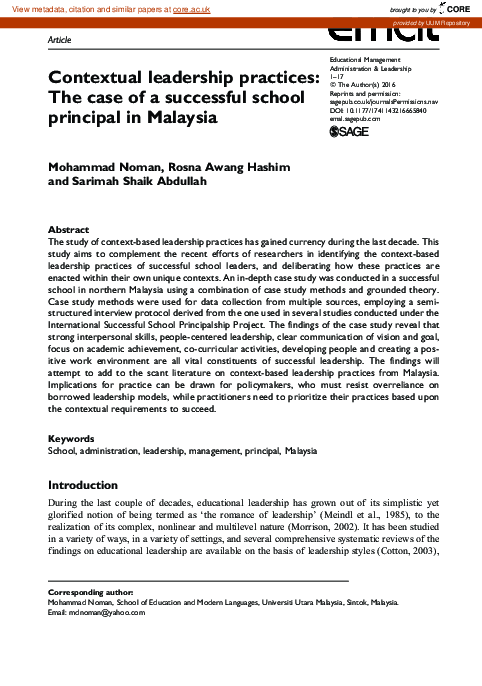 (PDF) Contextual leadership practices