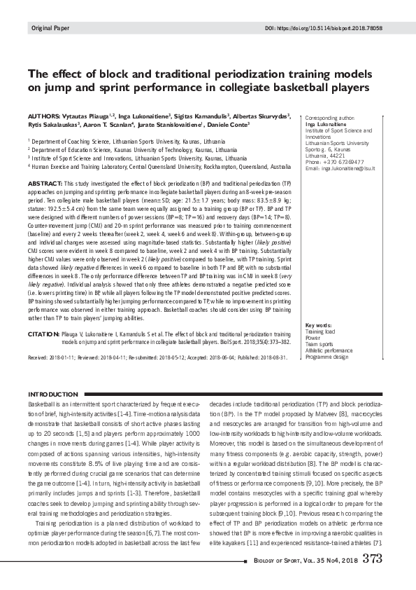 (PDF) The effect of block and traditional periodization training models ...