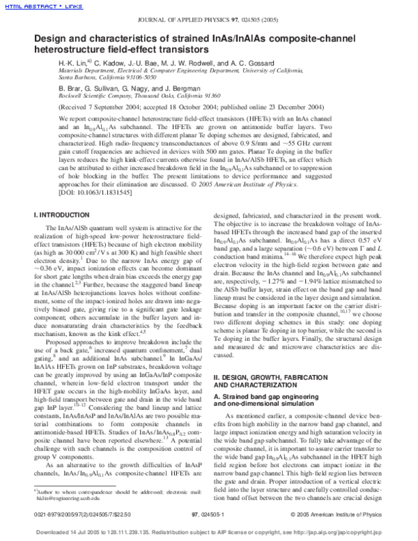(PDF) Design and characteristics of strained InAs/InAlAs composite ...