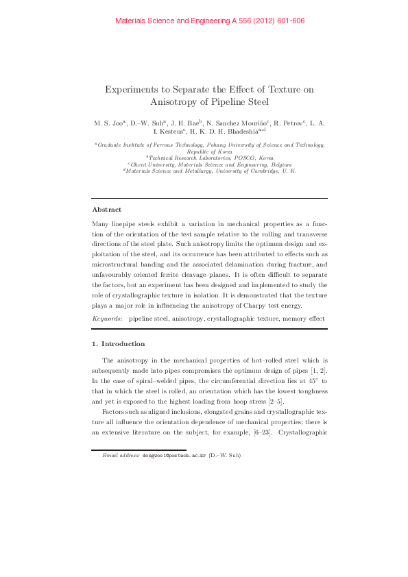 (PDF) Experiments to separate the effect of texture on anisotropy of ...