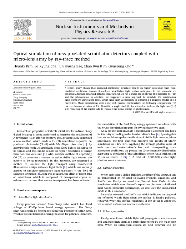 (PDF) Optical simulation of new pixelated-scintillator detectors coupled with micro-lens array ...
