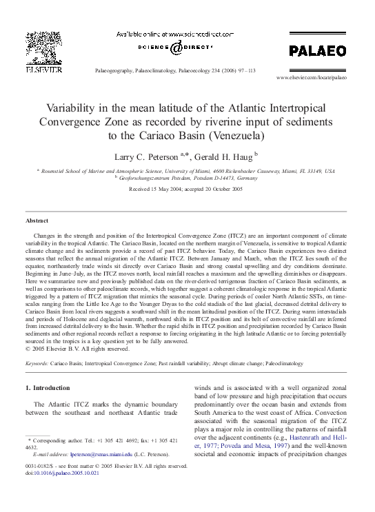 (PDF) Variability in the mean latitude of the Atlantic Intertropical ...