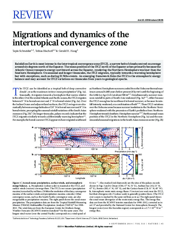 (PDF) Migrations and dynamics of the intertropical convergence zone