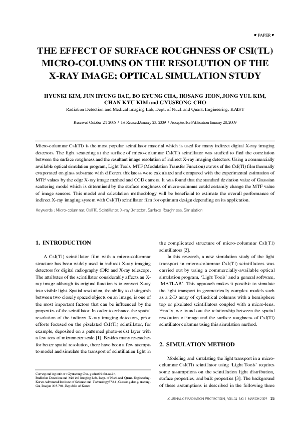 (PDF) The Effect of Surface Roughness of Csi(TL) Micro-Columns on the Resolution of the X-Ray ...