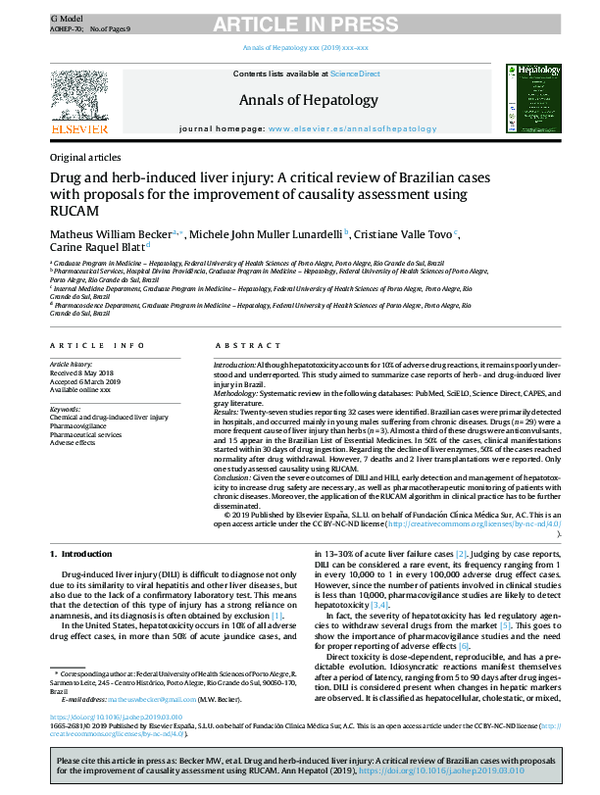 (PDF) Drug and herb-induced liver injury: A critical review of ...