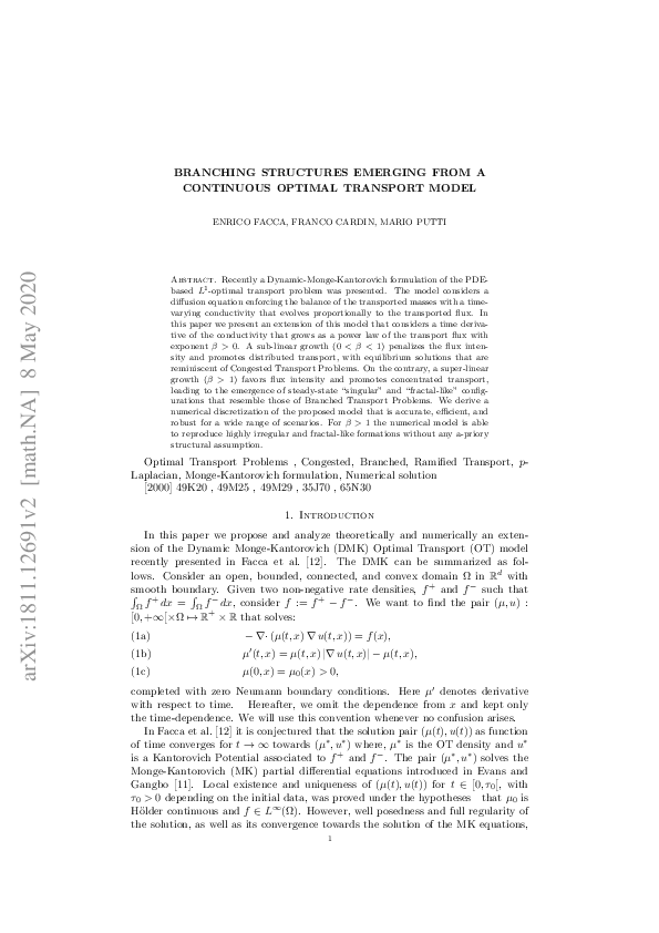 (PDF) Extended Dynamic-Monge-Kantorovich equations for Congested and ...