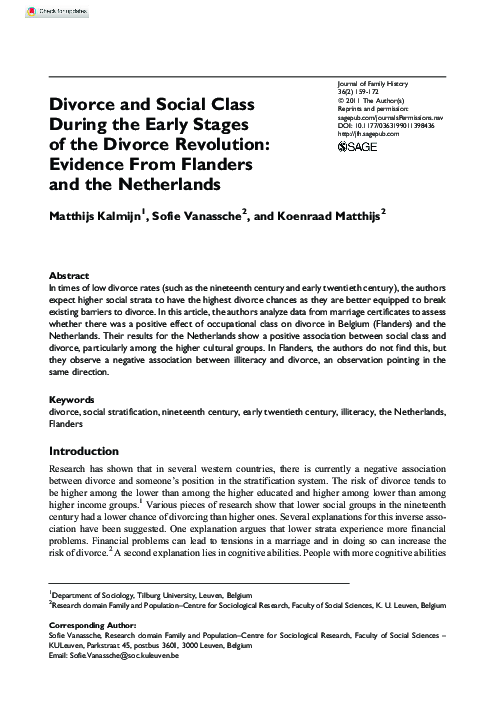 (PDF) Divorce and Social Class During the Early Stages of the Divorce ...