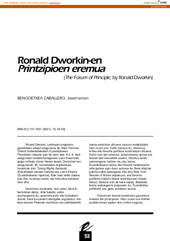 (PDF) Ronald Dworkin-en Printzipioen eremua