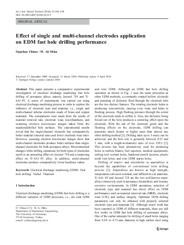 (PDF) Effect of single and multi-channel electrodes application on EDM ...
