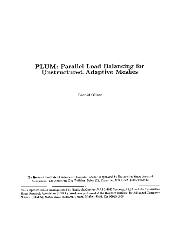 (PDF) Plum: parallel load balancing for unstructured adaptive meshes
