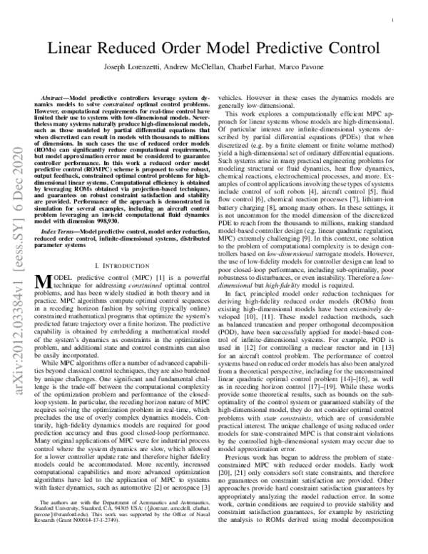 (PDF) Linear Reduced-Order Model Predictive Control